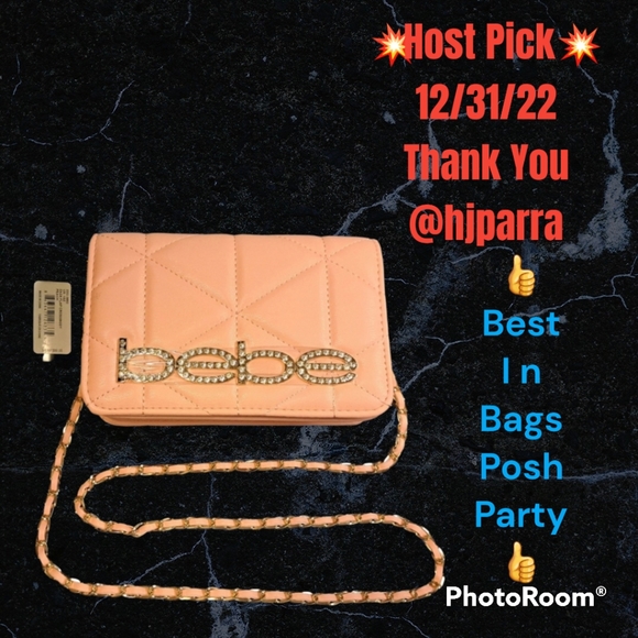 bebe | Bags | Bebe Zaza Flap Rhinestone Crossbody Peach Bag | Poshmark